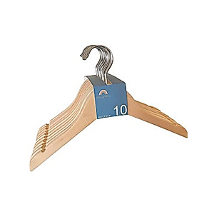 Lenny + Rae Baby, Children's Natural Wooden Hangers with Notches and Anti-Rust Chrome Hook - Pack of 10