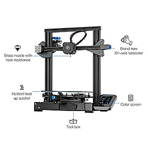 Official Creality Ender 3 V2 Upgraded 3D Printer with Silent Motherboard Branded Power Supply Carborundum Glass Platform Resume Printing Function, DIY FDM 3D Printers Build Size 8.66x8.66x9.84 inch