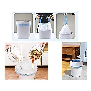 Strong Kitchen Trash Bags Drawstring 4 Gallon Garbage Bags Unscented Wastebasket Bin Trash Can Liners Small Trash Bag for Kitchen,Bathroom,Bedroom,Home,Office,car(Pure white)