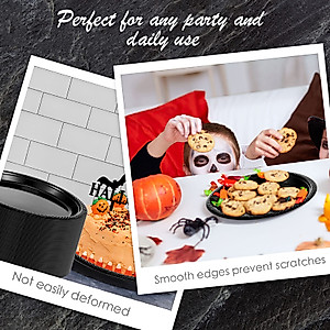 200 Pieces Black Plastic Plates Bulk Disposable Round Plates Black Party Supplies 6 Inch 7 Inch Plates Set for Salad Dessert Cake Home Birthday Wedding Party Event Picnic Dinner BBQ Plates Pack