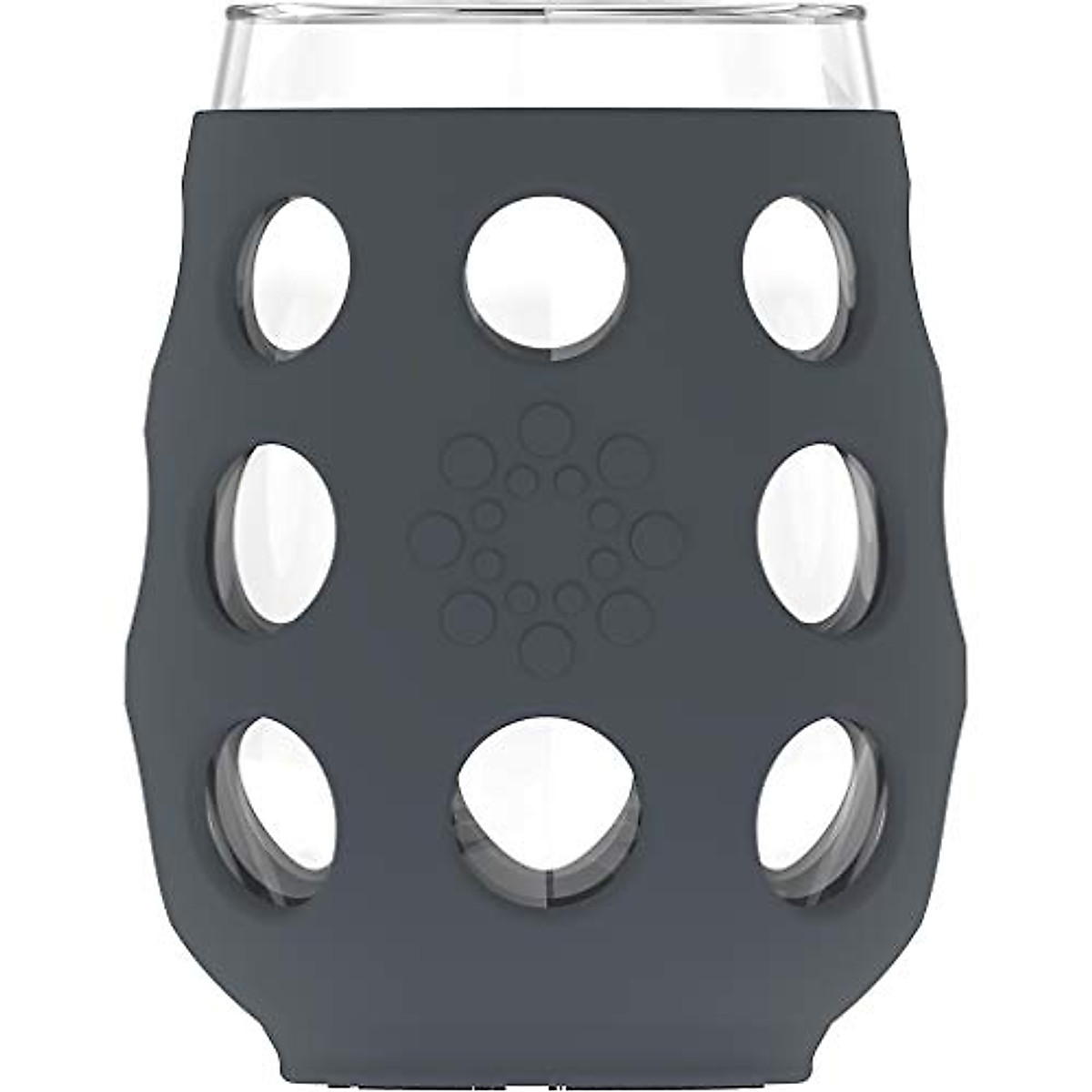 Lifefactory Wine Glass with Protective Silicone Sleeve, 4 Count (Pack of 1), Carbon, Dusty Purple, Aqua Teal, Stone Gray