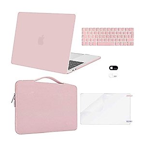 MOSISO Compatible with MacBook Pro 13 inch Case M2 2023, 2022, 2021-2016 A2338 M1 A2251 A2289 A2159 A1989 A1708 A1706, Plastic Hard Case&Bag&Keyboard Skin&Webcam Cover&Screen Protector, Rose Quartz