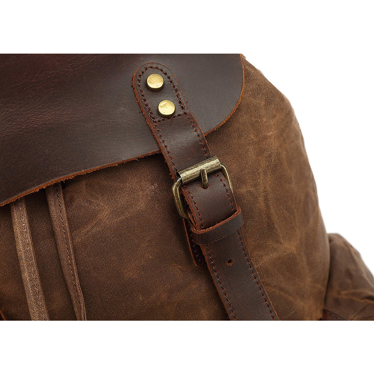 Genuine Leather Canvas waxed Backpack Travel Laptop Bag