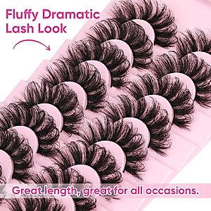 Mink Lashes Fluffy Wispy False Eyelashes 8 Pairs D Curl Faux Mink Lashes that Look Like Extensions Dramatic Long Volume Lashes Pack by Eefofnn