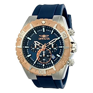 Invicta Men's Aviator Stainless Steel Quartz Watch with Silicone Strap, Blue, 26 (Model: 22523)