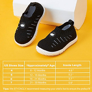 montaas Baby Boys Girls Shoes Infant First Walkers Slip On Toddler Sneakers for 9 12 18 24 Months Black