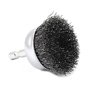 Forney 72729 Wire Cup Brush, Coarse Crimped with 1/4-Inch Hex Shank, 2-Inch-by-.012-Inch, Silver