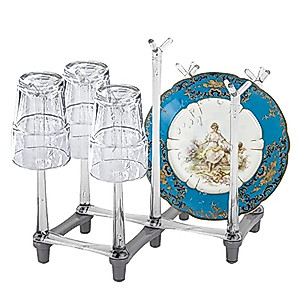 Retractable Cup Drying Rack, Drinking Glass Bottle Drainer Stand Non-slip Bottom Mug Tree Kitchen Countertop Dishes Holder Organizer Bottle Glass Rack Stand Plastic Bag Dryer Rack