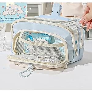 irLocy Cute Aesthetic Pencil Case Kawaii Pencil Case with Kawaii Pins Large Pencil Pouch Holder Preppy Supplies (blue)