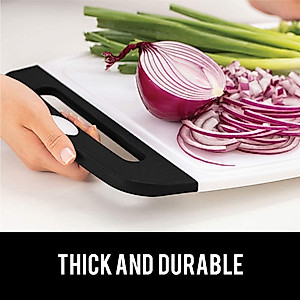 Gorilla Grip Cutting Board Set of 3 and Vegetable Peeler, Both in Black Color, Cutting Boards are Dishwasher Safe, Peeler Has Swivel Blade,