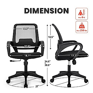 neo chair Office Chair Ergonomic Desk Chair Mesh Computer Chair Lumbar Support Modern Executive Adjustable Rolling Swivel Chair Comfortable Mid Black Task Home Office Chair, Black