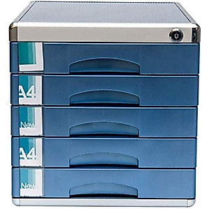 File Storage Cabinet Flat File Cabinets Flat 5 Drawer Lockable Data File Storage Cabinet - Aluminum Alloy - Blue 30x36x30.5cm Home Office Furniture File Box