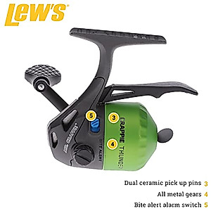 Lew's Crappie Thunder Underspin Fishing Reel, 4.3:1 Gear Ratio, Right or Left-Hand Retrieve, Crappie Thunder Green