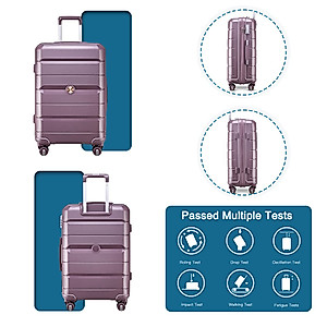 Somago Luggage Sets 3 Piece Spinner Hardside PP Suitcase with TSA Lock 4 Piece Set with 6 Set Packing Cubes for Travel (Elegant Purple)
