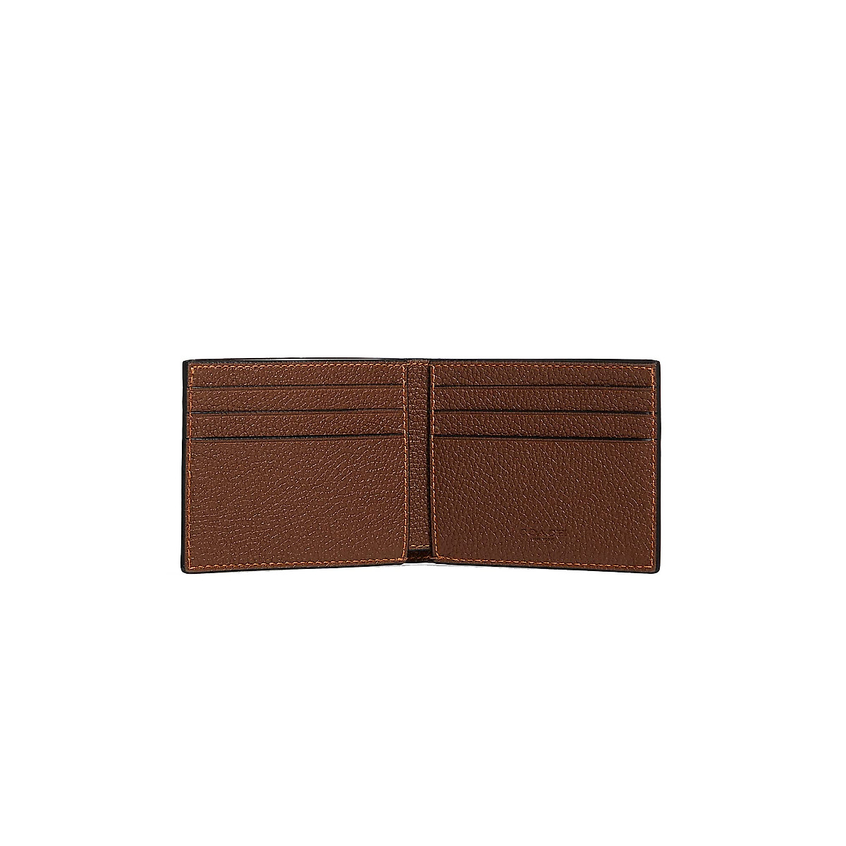 COACH Slim Billfold in Pebble Leather with Coach Leatherware Branding Dark Saddle/Canyon One Size