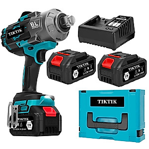 TIKTIK 2000Nm Cordless Impact Gun, 3/4" Brushless High Torque Impact Wrench,5500RPM Power Impact Wrenches w/ 2 * 4.0Ah Battery & Fast Charger,21V Electric Impact Wrenche for Car/Truck RV/Mower