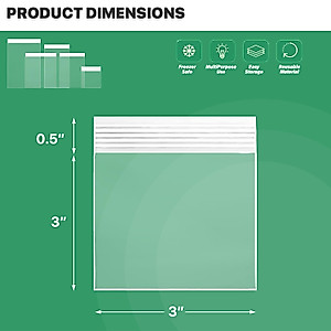 100-Count, (2" x 2") - 2.5 Mil Thickness Clear Zipper Reclosable Bag, Zip Bags, Ultra Heavy Duty Lock Seal Poly Plastic Bags for Prints, Photos, Documents, Clothing, T-Shirt
