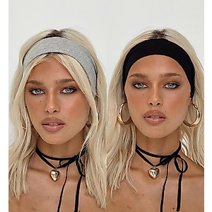 Fashionable Hair Accessories for Women: Non-Slip Elastic Cloth Headbands in Black and White, 9 Pack