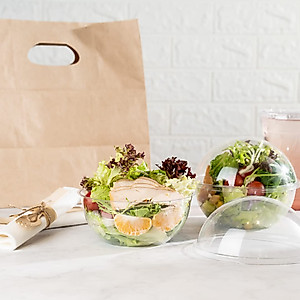 Thermo Tek 21 Ounce Salad Containers With Lids, 50 Sphere To Go Bowls With Lids - Airtight Dome Lids, Lightweight, Clear Plastic Disposable Salad Bowls With Lids, Keep Food Fresh, - Restaurantware