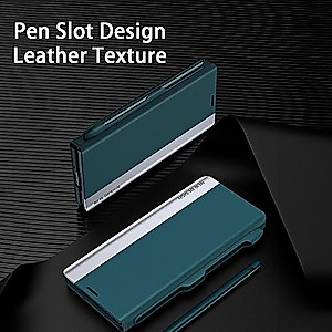 Yotta for Samsung Galaxy Z Fold 5 Case with Pen Holder, Ultra-Thin Leather Phone Cover Magnetic Adsorption Flip Protective Cases Anti-Scratch Shockproof Business Hard Covers(Color:C)