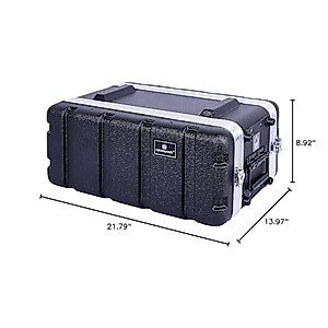 Crossrock Stackable 4U Rack Case, Strong Molded with Heavy Duty Hardware, Shallow 9.5” Depth (CRA8604US)