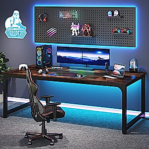 Tribesigns Modern Computer Desk, 78.7 x 39.4 inch X Large Executive Office Desk Computer Table Study Writing Desk Workstation for Home Office,Rustic/Black