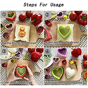 Sandwich Cutter and Sealer for Kid Set - DIY Uncrustables Decruster Sandwich Maker 8 Pcs – Fruit Vegetable Cookie Cutter Shape for Lunch Box and Bento Box (Heart, Star, Mouse, Dinosaur)