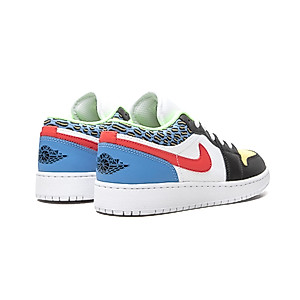 Nike Youth Air Jordan 1 Low GS White Mesh/Multicolor, Black/Lt Fusion Red/White, 7Y