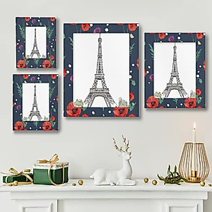 Pardick Poppy Floral 4x6 Picture Frame, Red Flower Wooden Photo Frames for Tabletop and Wall Display, Picture Frame Home Office Decor