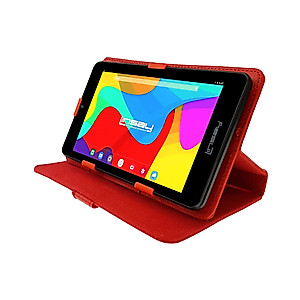 LINSAY 7" 2GB RAM 32GB Storage Android 12 Tablet with Red Leather Case, Pop Holder and Pen Stylus