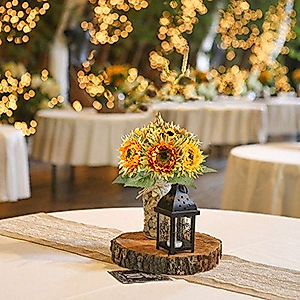 HO2NLE 2 Bundles Artificial Sunflowers Bundle Silk Plants Faux Wedding Bride Bouquet Indoor Outdoor Fall Flower Table Centerpieces Arrangements Decorations