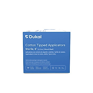 Dukal Cotton Tipped Applicators 6 inch Pack of 200 Swabsticks Wood Shaft 100% Cotton tip Sterile swabsticks for Medical Applications Latex-Free Single use