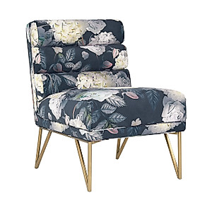 TOV Furniture Kelly Contemporary Channel Tufted Home Office Accent Chair, 24", Floral