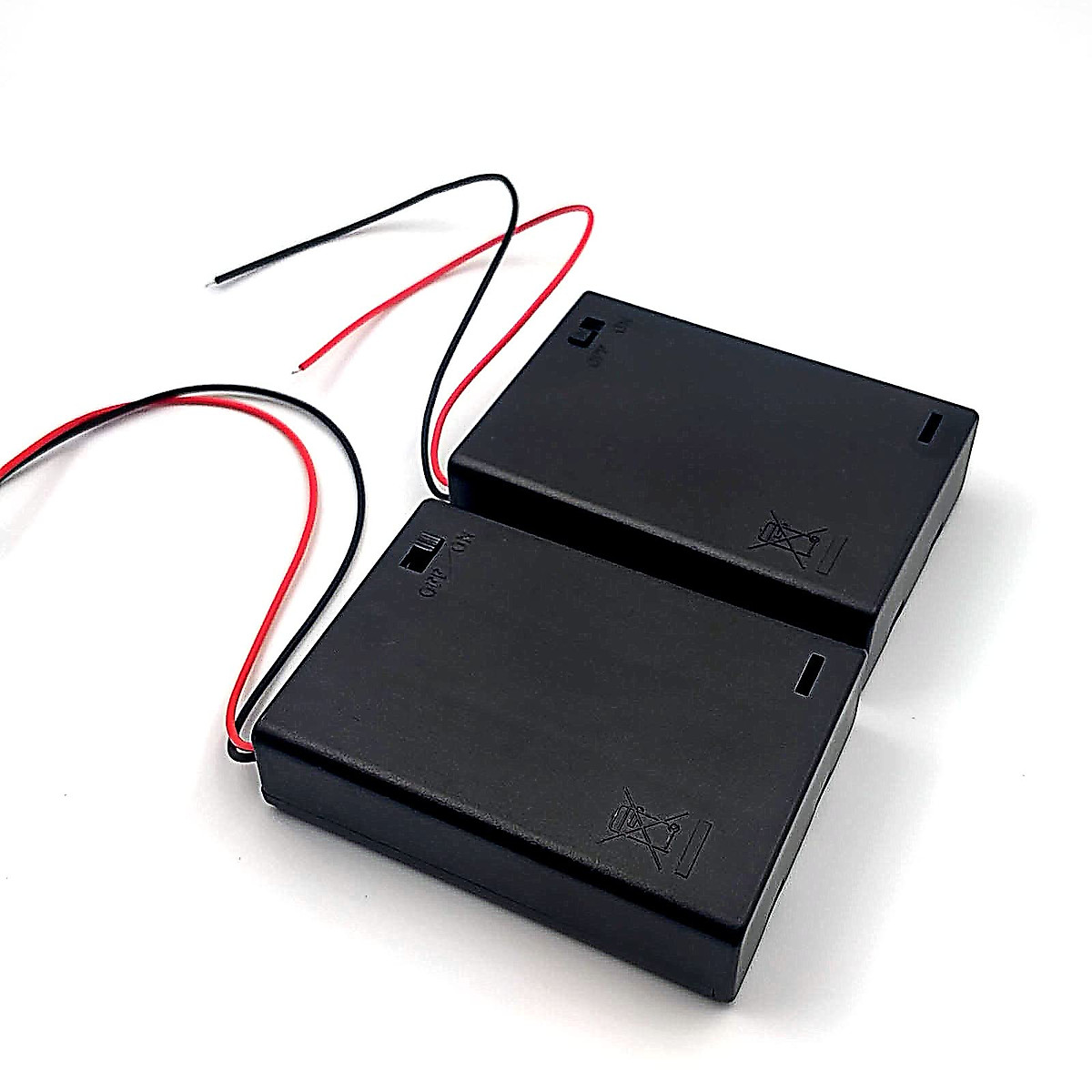 FainWan 2PCS Wire Lead Cable Plastic 3 x 1.5V AA Batteries Cell Box Holder Case Black