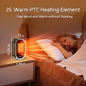 Feculs Space Heaters for Indoor Use, 900W Space Heater Indoor, Small Office Heater for Indoor Use with 2 Heating Modes, Overheat & Tip-Over Protection, Portable Desk Heater for Office Bedroom