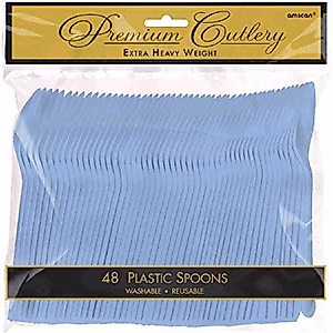 Amscan Heavyweight Pastel Blue Plastic Spoons, 48 Ct.