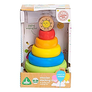 Early Learning Centre Wooden Stacking Rings, Hand Eye Coordination, Problem Solving, Kids Toys for Ages 12 Month, Amazon Exclusive
