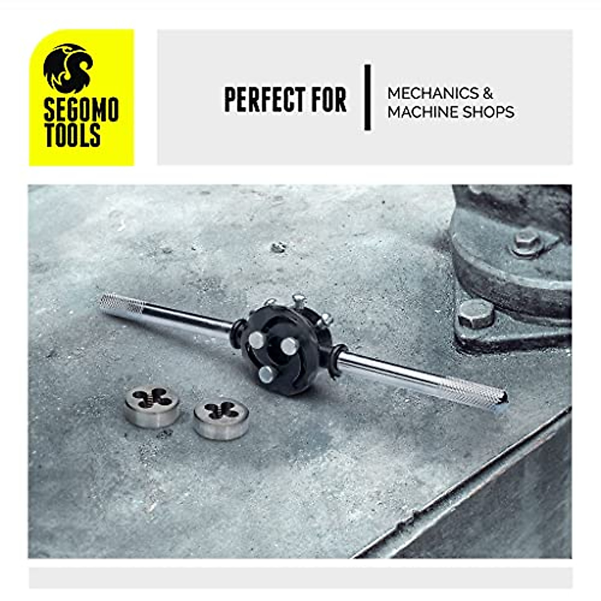 Segomo Tools 60 Piece Metric & SAE Threading Tap & Die Tool Set with Storage Case | Rethreading Kit | Tap Set | Tap and Die Kit | Tap and Die Set Metric and Standard - TD60MMSAE