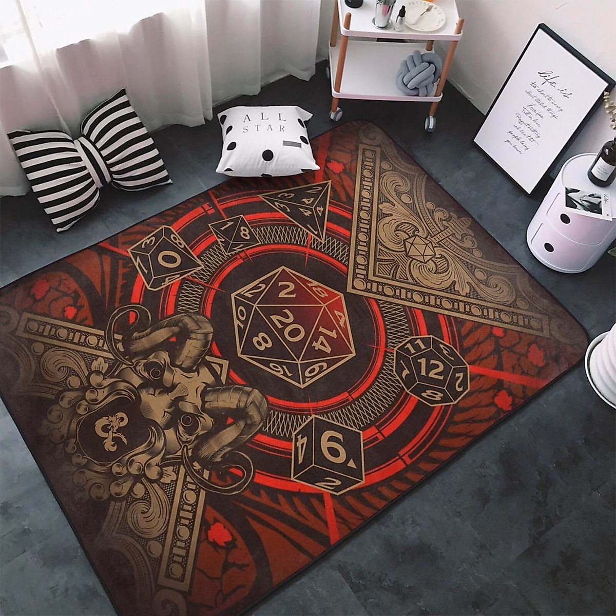 JIOONDEMAND Dungeons Rug Dragons Area Rugs 3D Print Large Carpet Anti Slip Door Mat Decorative for Bedroom Living Room Office 60x39 Inch, White