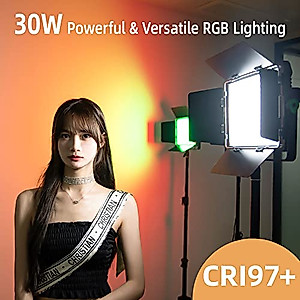 VILTROX 30W RGB LED Photography Light Panel, Bi-Color Variable 2800K~6800K with APP Control for Video Photography, CRI97+ TLCI97 Led Video Light Panel +Barndoor, NO Light Stand (weeylite WP35)
