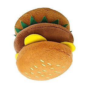 HUONIU Chew - Resistant Plush Dog Toy - Hamburger Design with Squeaker for Dental Health and Playtime Entertainment, Ideal for Dogs