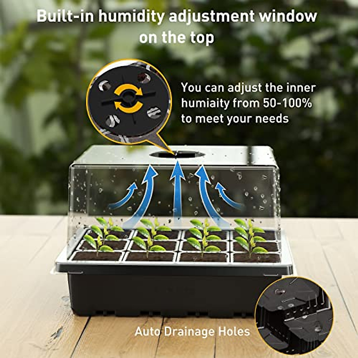 EVEAGE Seed Starter Tray-7 Packs Thicker Seed Starter Kit with 4.4" High Lid and Enlarged Independent Cells (4.5 * 4.5CM) Perfect for Replanting, Seedling Starter Trays with Humidity Vented Domes