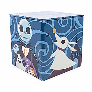 Disney The Nightmare Before Christmas Jack Skellington 4-Inch Tin Storage Box Cube Organizer with Lid | Basket Container, Cubby Cube Closet Organizer, Home Decor Playroom Accessories