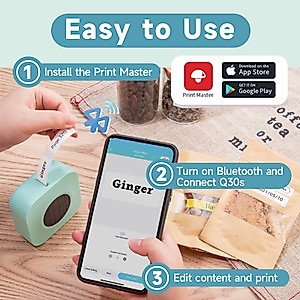 Label Maker Machine with Tape, Memoqueen Q30S Portable Mini Bluetooth Thermal Label Printer for Storage, Barcode, Mailing, Office, Home, Organizing, Sticker Label Makers with Multiple Templates, Green