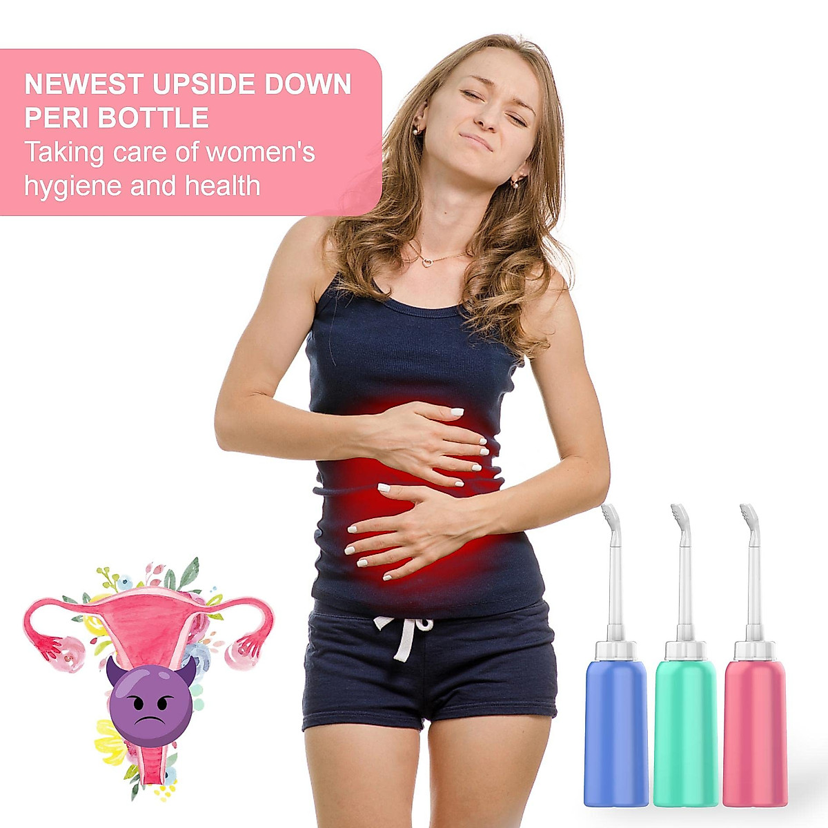 2PCS Blue+Pink Portable Bidet for Women Kids with 2 Nozzle + Scalable Tube - 500ml Travel Bidet - Peri Bottle 17oz Handheld Personal Bidet - for Outdoor,Camping,Travling,Driver,Personal Hygiene