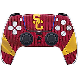 Skinit Decal Gaming Skin Compatible with PS5 and Compatible with PS5 Digital Edition DualSense Controller - Officially Licensed USC Trojans Jersey Design