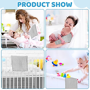 20 Packs Muslin Baby Burp Cloths Set Large 20 x 10 Inch Cotton 6 Layers Burp Cloths for Baby Girl Newborn Washcloths Infant Burp Wipes Soft and Absorbent Napkins for Boys and Girls (Gray)