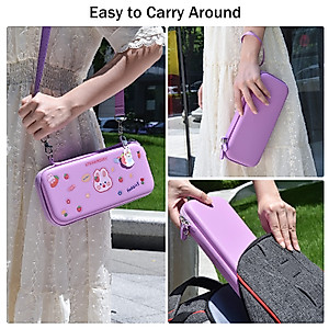 Younik Switch OLED Accessories Bundle, 17 in 1 Purple Switch Oled Accessories Kit for Girls Include Switch Carrying Case, Adjustable Stand, Protective Case for Switch Console & J-Con