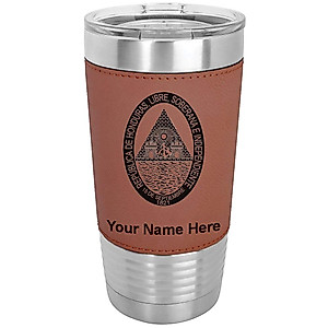 LaserGram 20oz Vacuum Insulated Tumbler Mug, Flag of Honduras, Personalized Engraving Included (Faux Leather, Dark Brown)