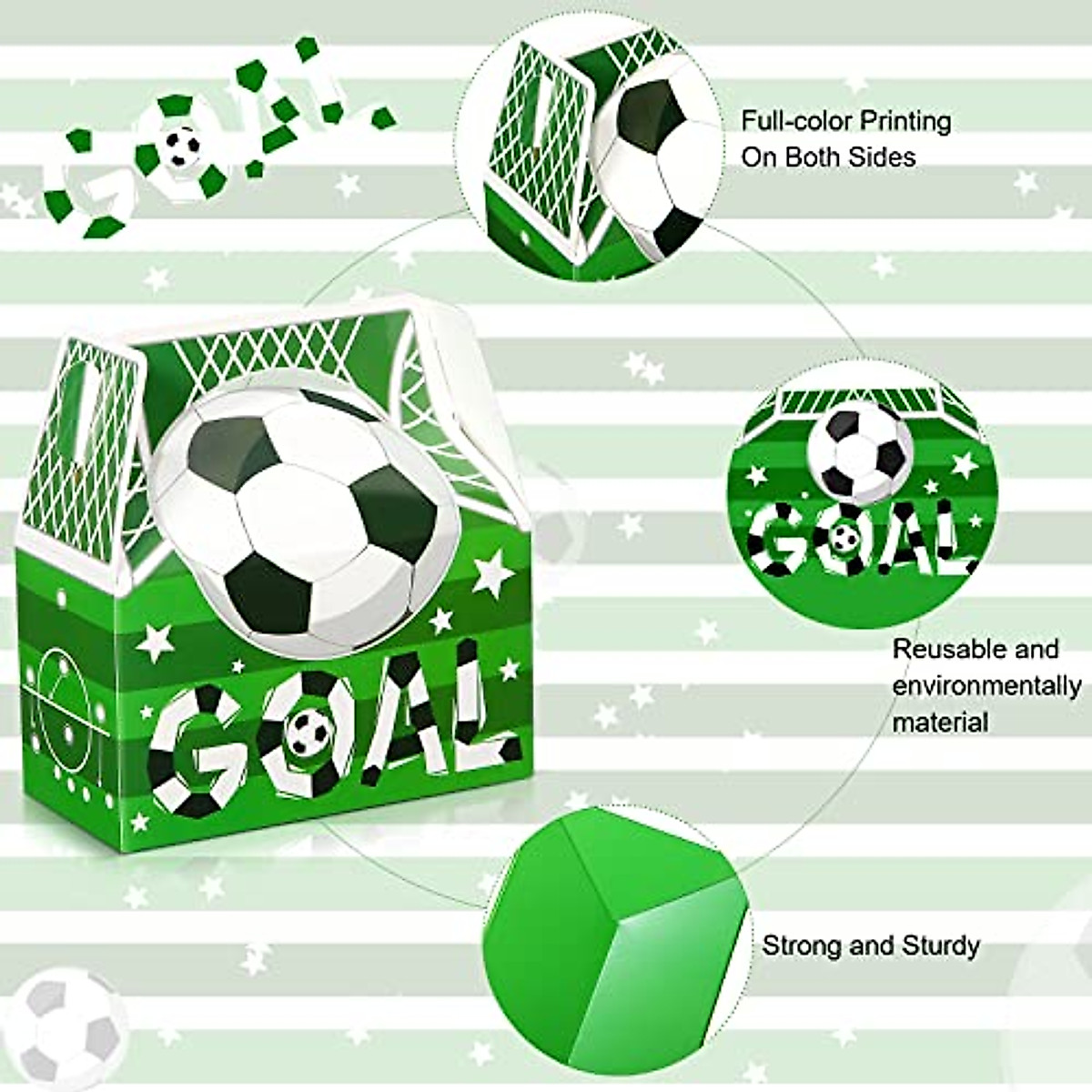 Zonon 25 Pcs Soccer Party Favor Treat Boxes Soccer Candy Goodie Gift Bags Soccer Party Supplies Cardboard Box for Kids Soccer Sports Theme Birthday Decoration, 4.8 x 2.4 x 5.2 Inch